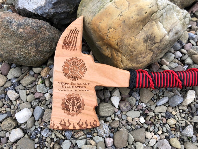 Firefighter Axe Cherry Wood Custom Laser Engraved | Etsy