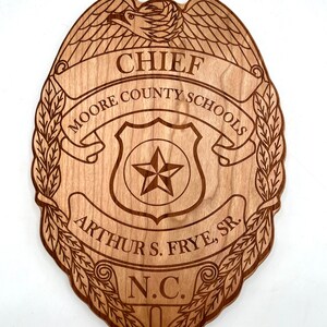 Police Law Enforcement Badge Shield Cherry Wood Plaque Personalized ...