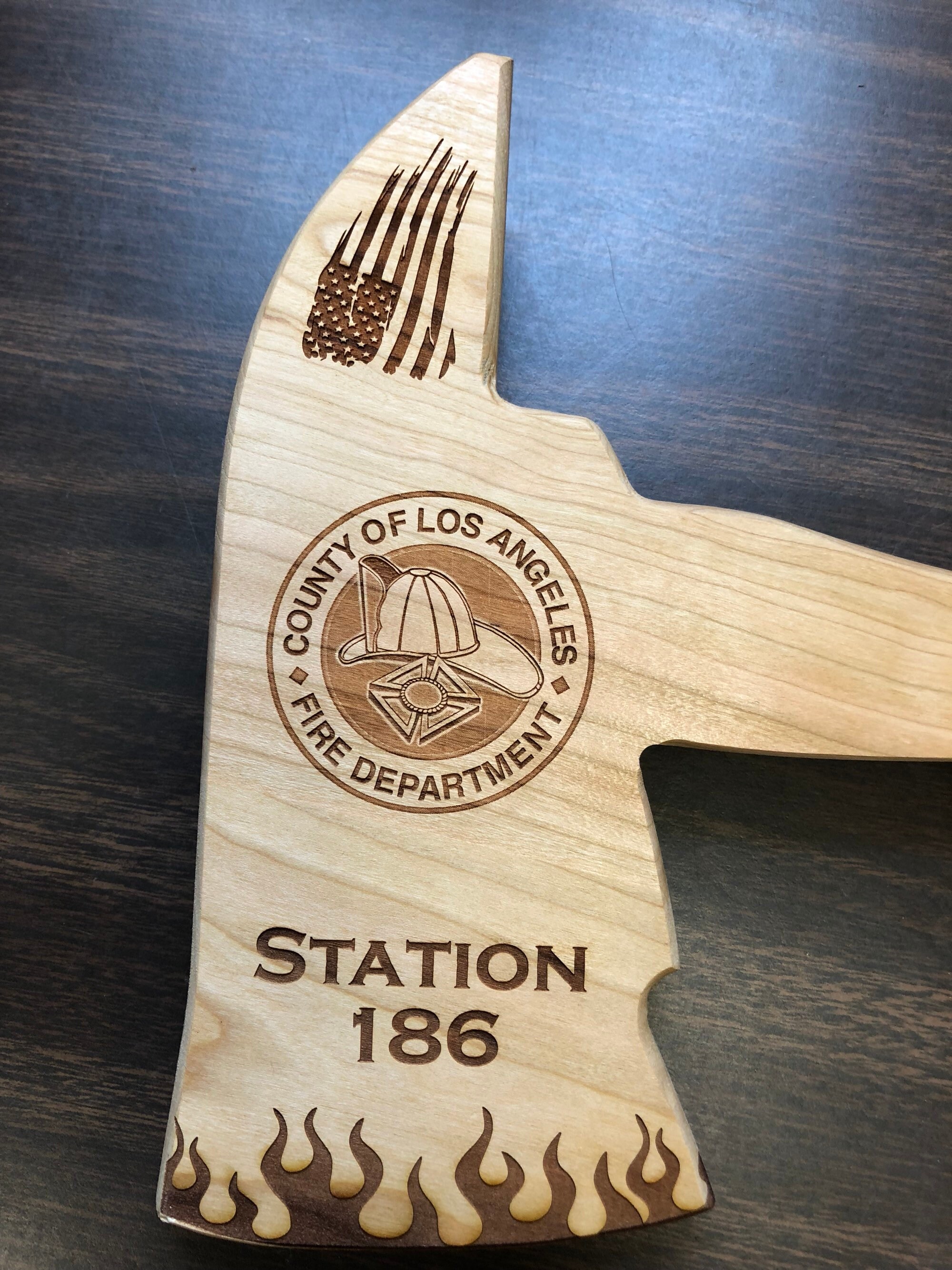 Firefighter Axe Award, Cherry Wood- Customized - Etsy