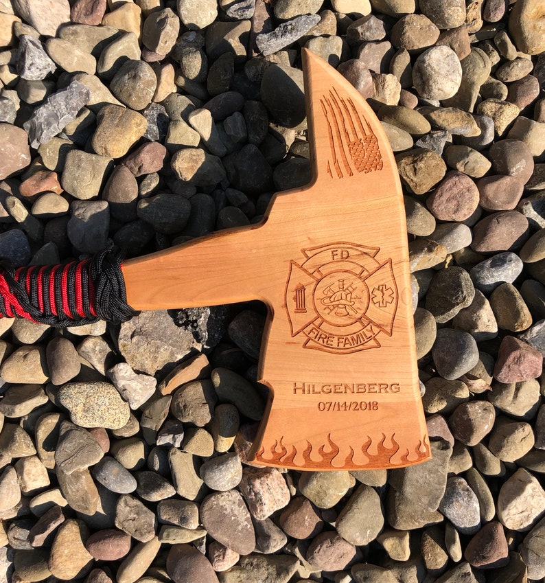 Firefighter Axe Cherry Wood Custom Laser Engraved | Etsy