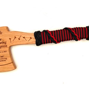 Throwing Axe Hatchet Award - Custom Laser Engraved Made of Cherry Wood ...