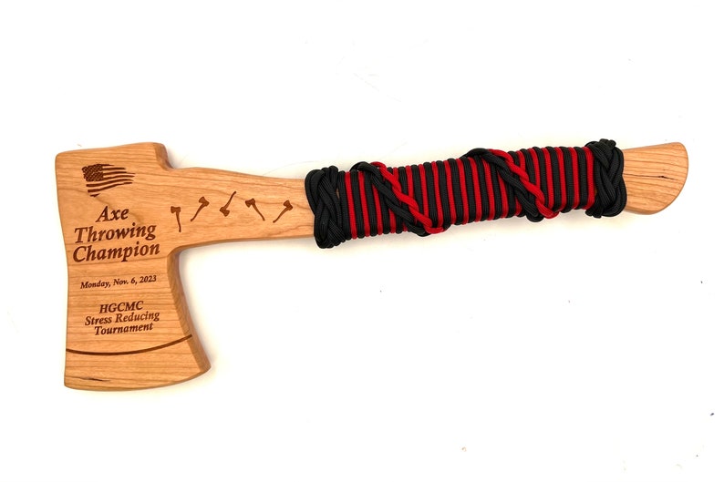 Throwing Axe Hatchet Award - Custom Laser Engraved Made of Cherry Wood ...