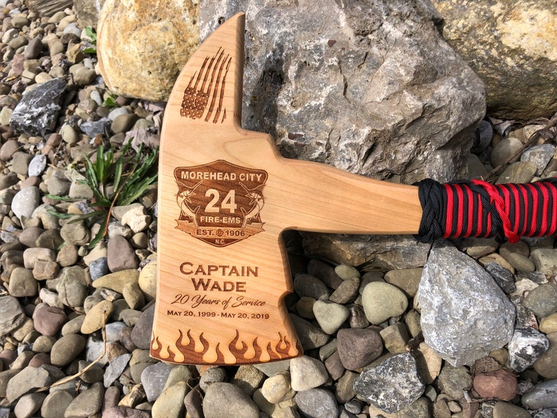Firefighter Axe Cherry Wood Custom Laser Engraved | Etsy