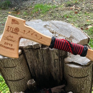 Throwing Axe Hatchet Award - Custom Laser Engraved Made of Cherry Wood ...