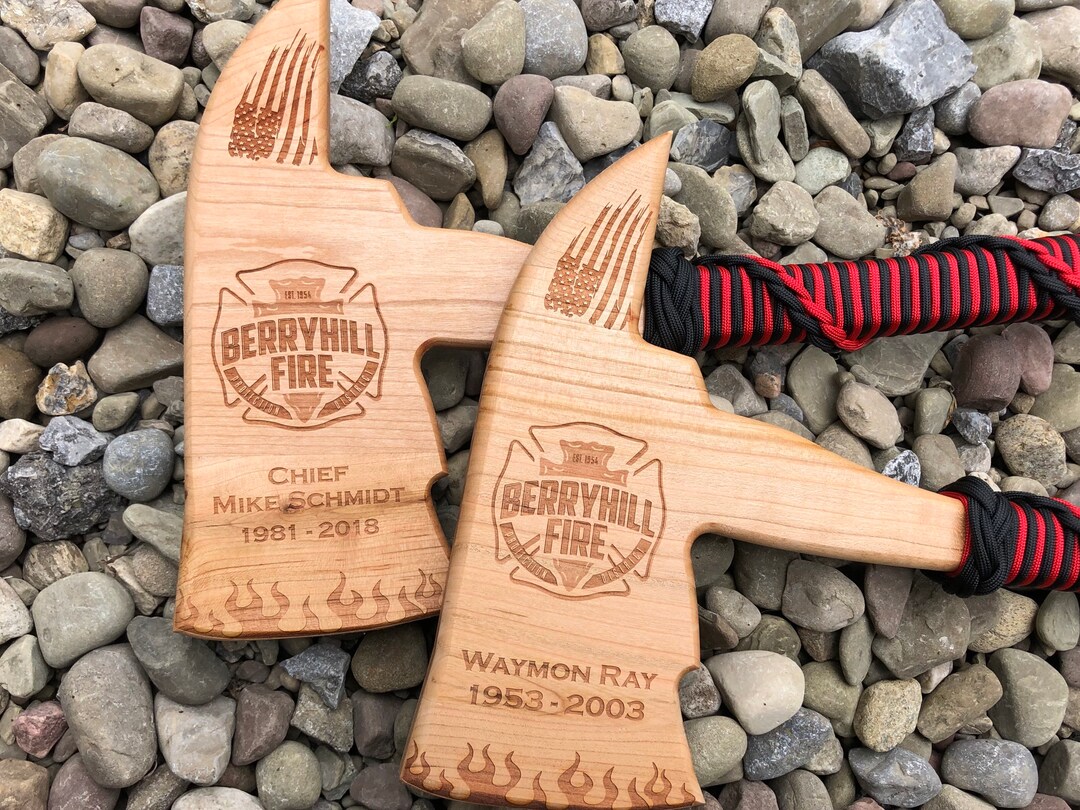 Firefighter Axe Cherry Wood -custom Laser Engraved - Etsy
