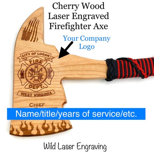 Firefighter Axe Cherry Wood custom Laser Engraved | Etsy