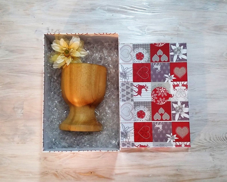 Calice in legno lavorato a mano Recipiente in faggio Artigianato ...