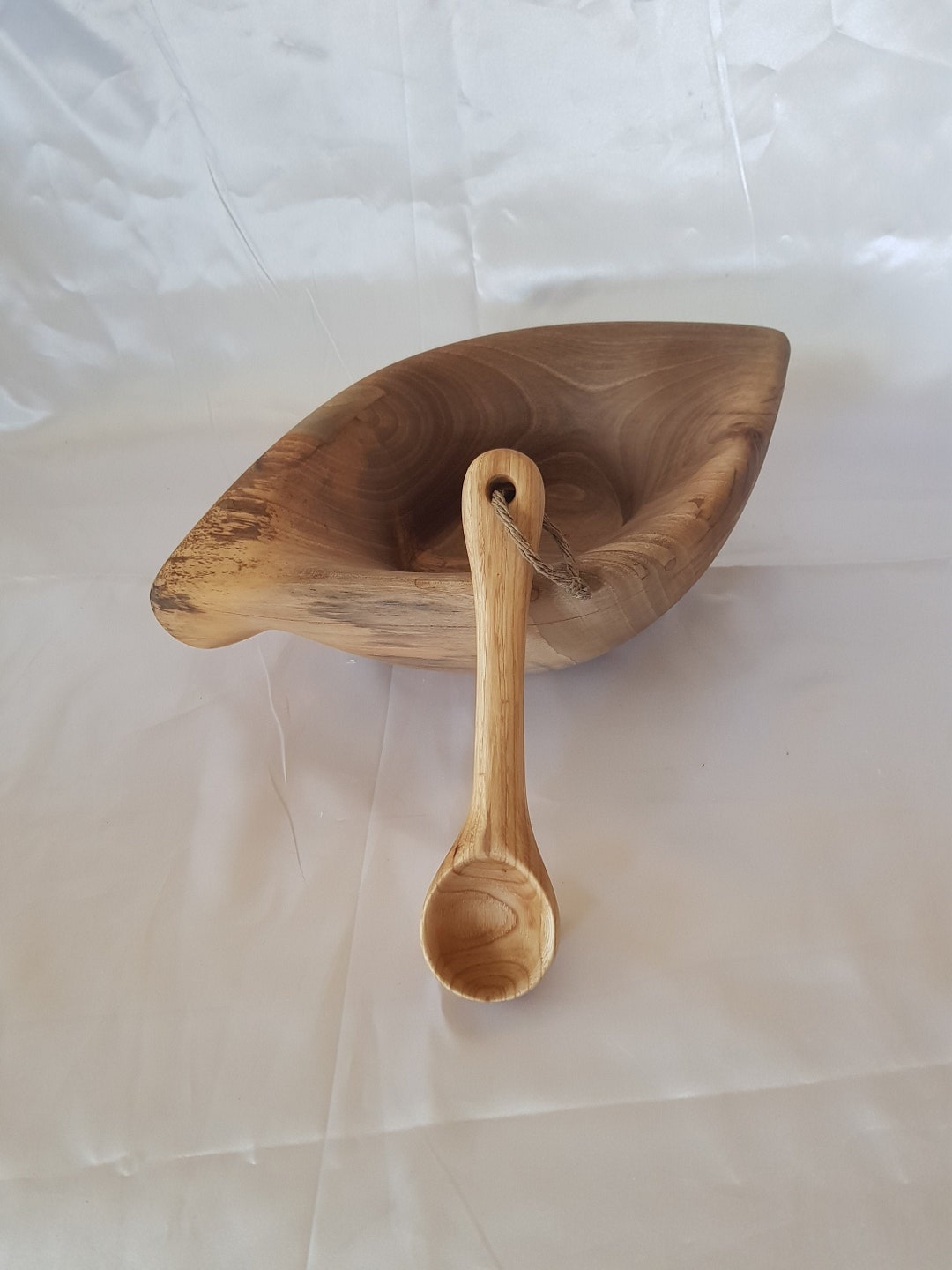 Walnut Wood Bowl With Wooden Spoon, Handcrafted, Italian Craftsmanship ...