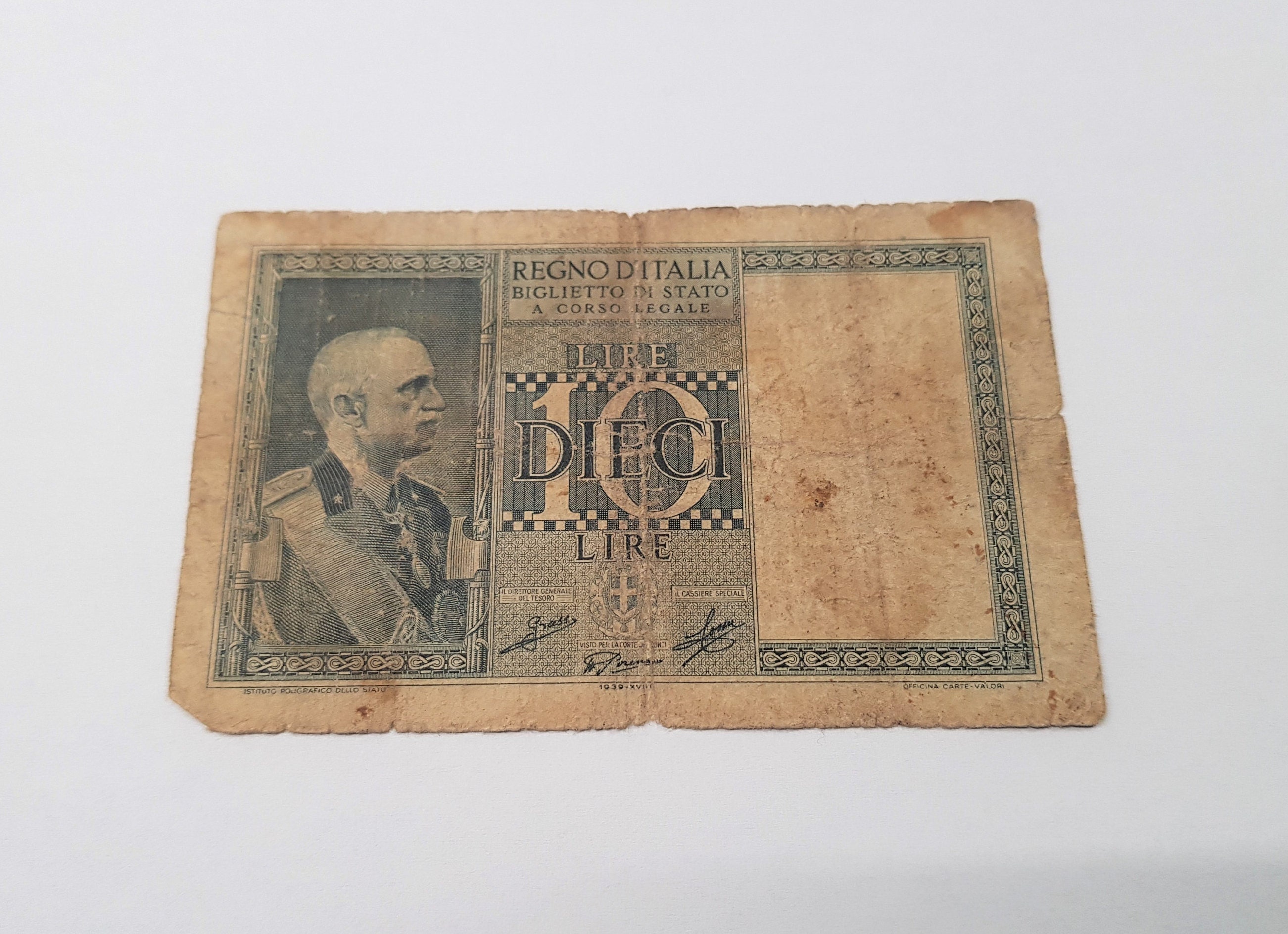 Ancient Italian banknote Ten Lire Vittorio Emanuele III | Etsy
