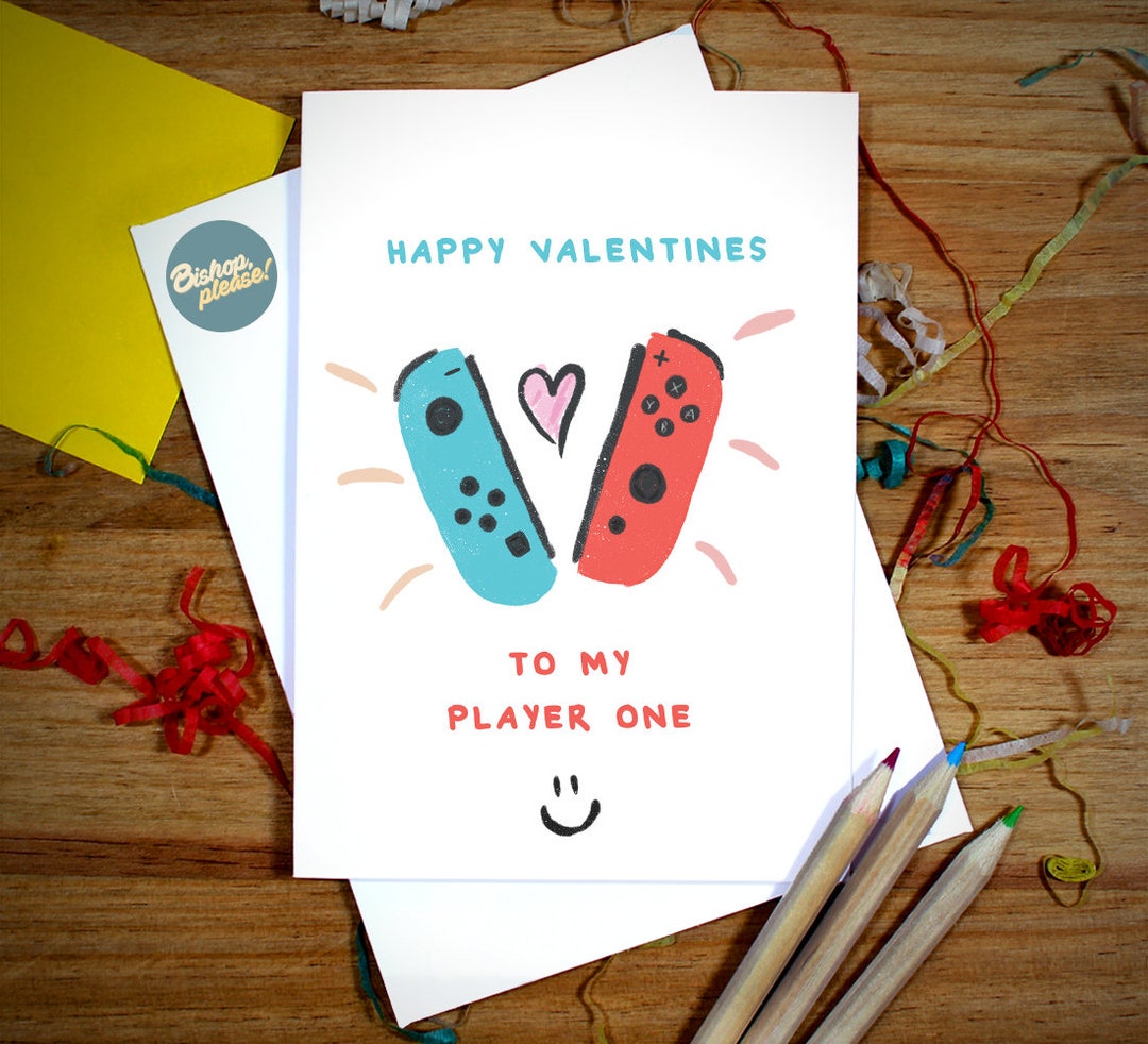 Gamer Valentines Card Happy Valentines Day Player One or Two Card for ...