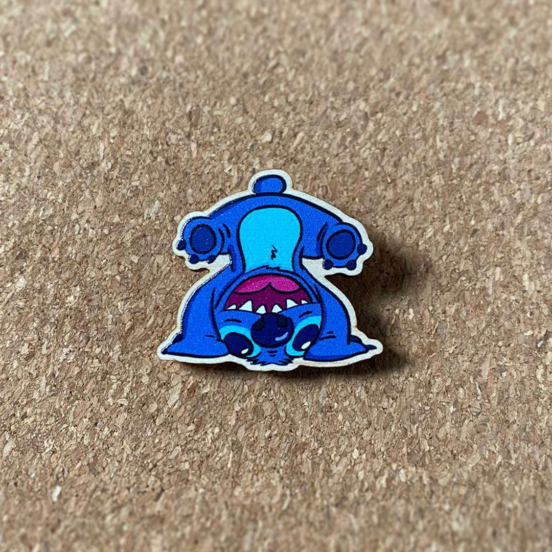 Upside Down Stitch - Lilo and Stitch, Funny Pin, Wooden Pin, Pin Badge ...
