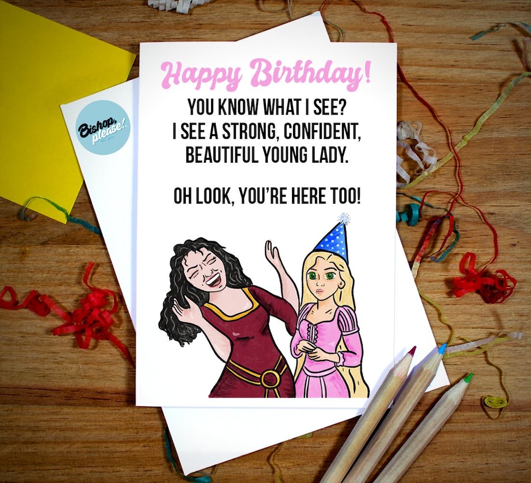 Rapunzel Birthday Card - Rapunzel Card, Mother Gothel, Funny Birthday ...