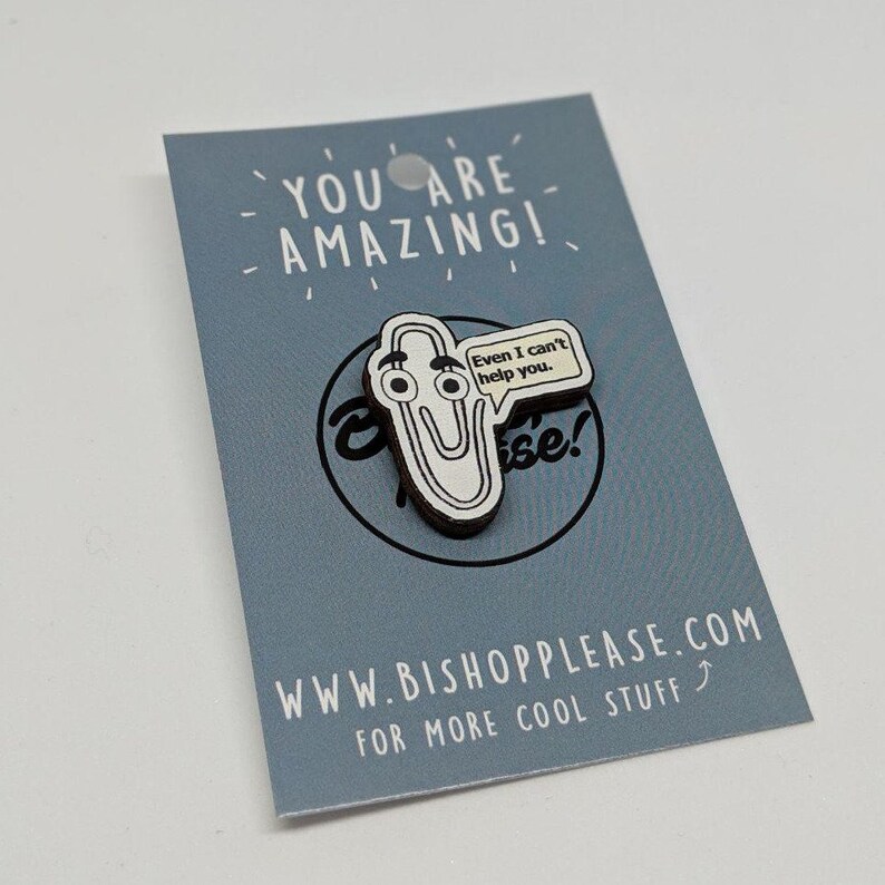 Clippy Microsoft Word Wooden Pin Brooch Illustrated Wood - Etsy
