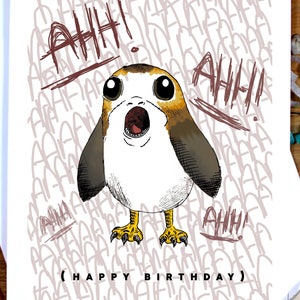 PORG Star Wars Inspired A6 Birthday Card - the Last Jedi, Cute Nerdy ...