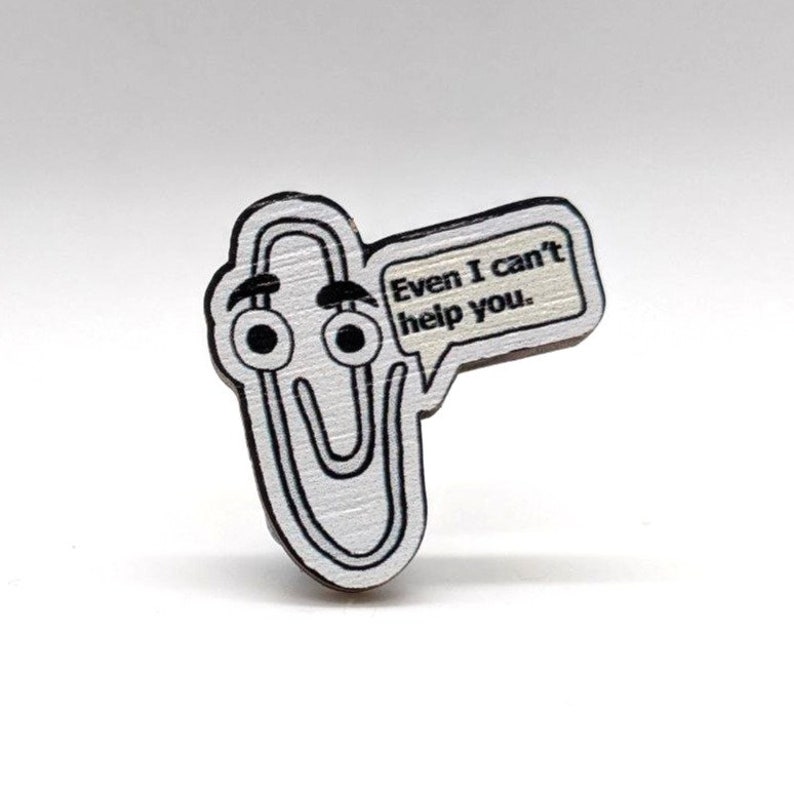 Clippy Microsoft Word Wooden Pin Brooch Illustrated Wood - Etsy