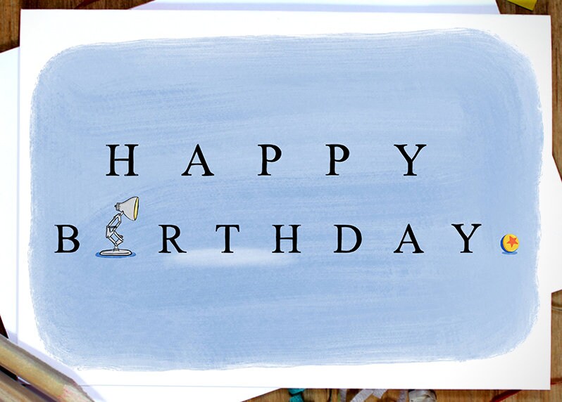 Pixar Birthday Card Pixar Lamp Luxo Ball Pixar Inspired - Etsy