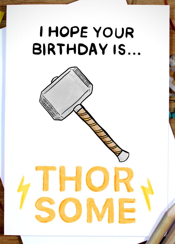 Marvel Thor Thorsome Birthday Card Thor Ragnarock Asgard - Etsy