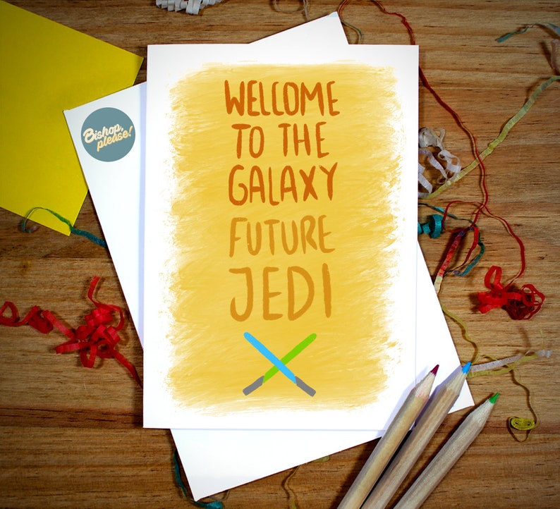 New Baby Jedi Card Star Wars Inspired, Welcome Baby Card, Birth Card ...
