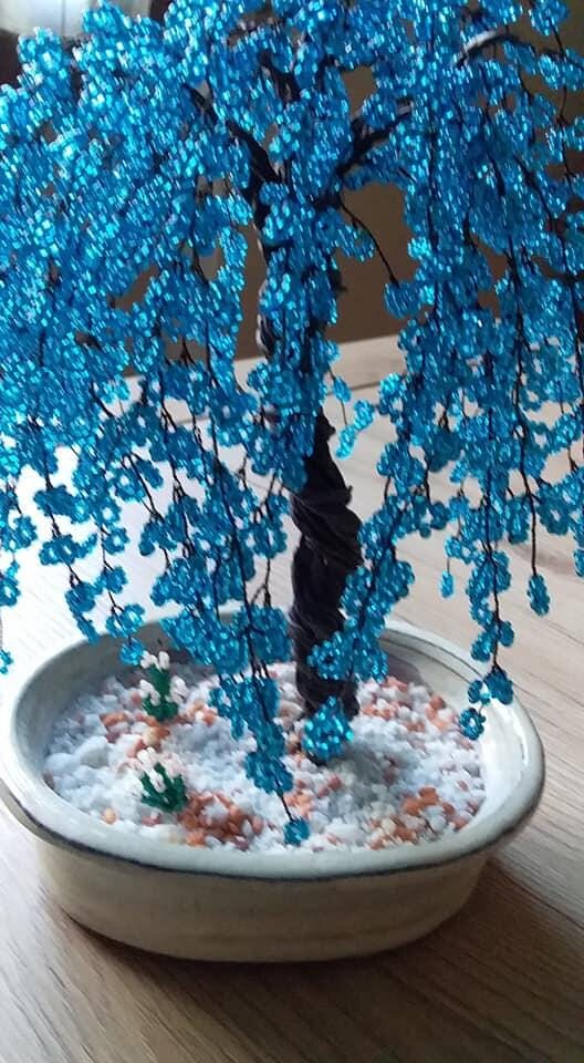 Bonsai Tree "weeping Willow" of Glass Beads H 20 Cm, Tree Bonsai Wire ...