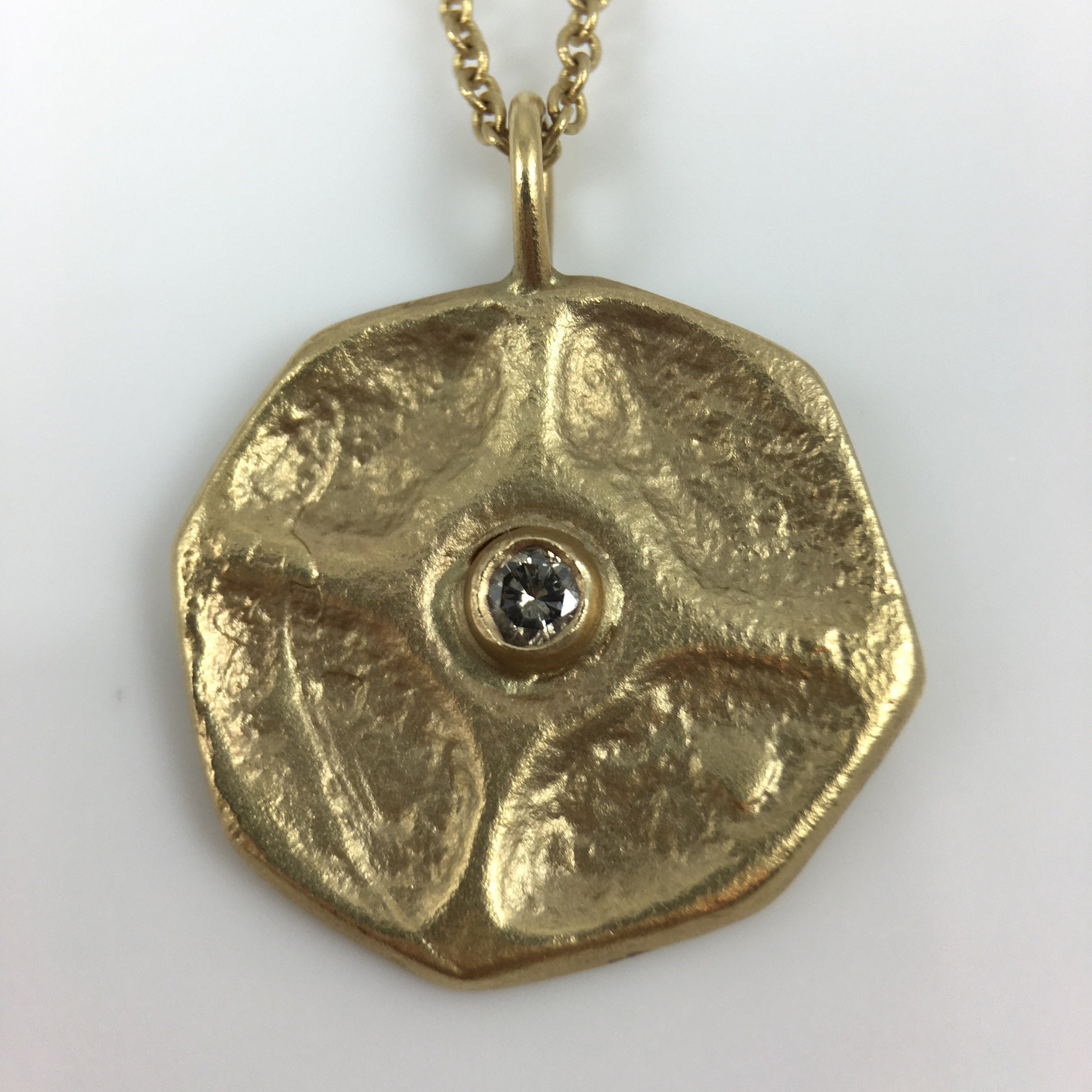 Renaissance/medieval Octagon Disc Pendant - Champagne Diamond - 14K ...
