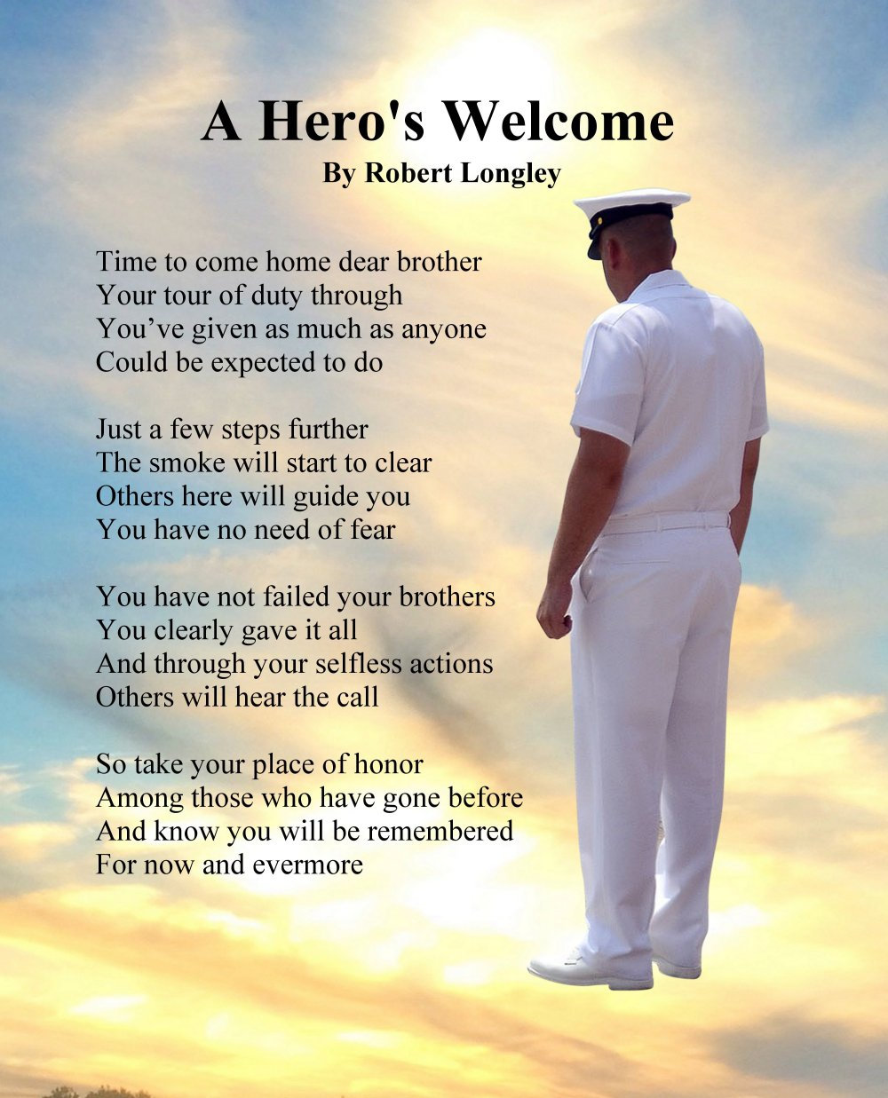 A Hero's Welcome - Navy Memorial Poem Printable - Etsy