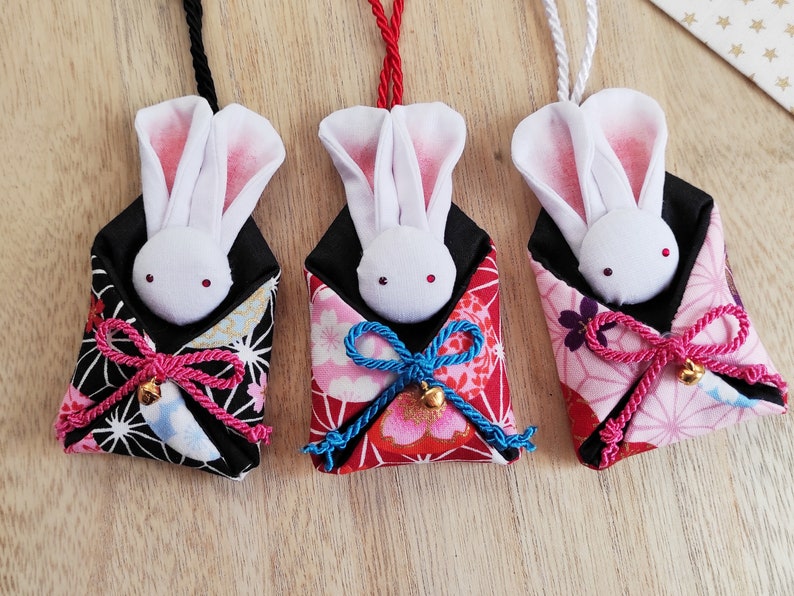Japanese Print Bunny / Omamori Pendant Charm - Etsy