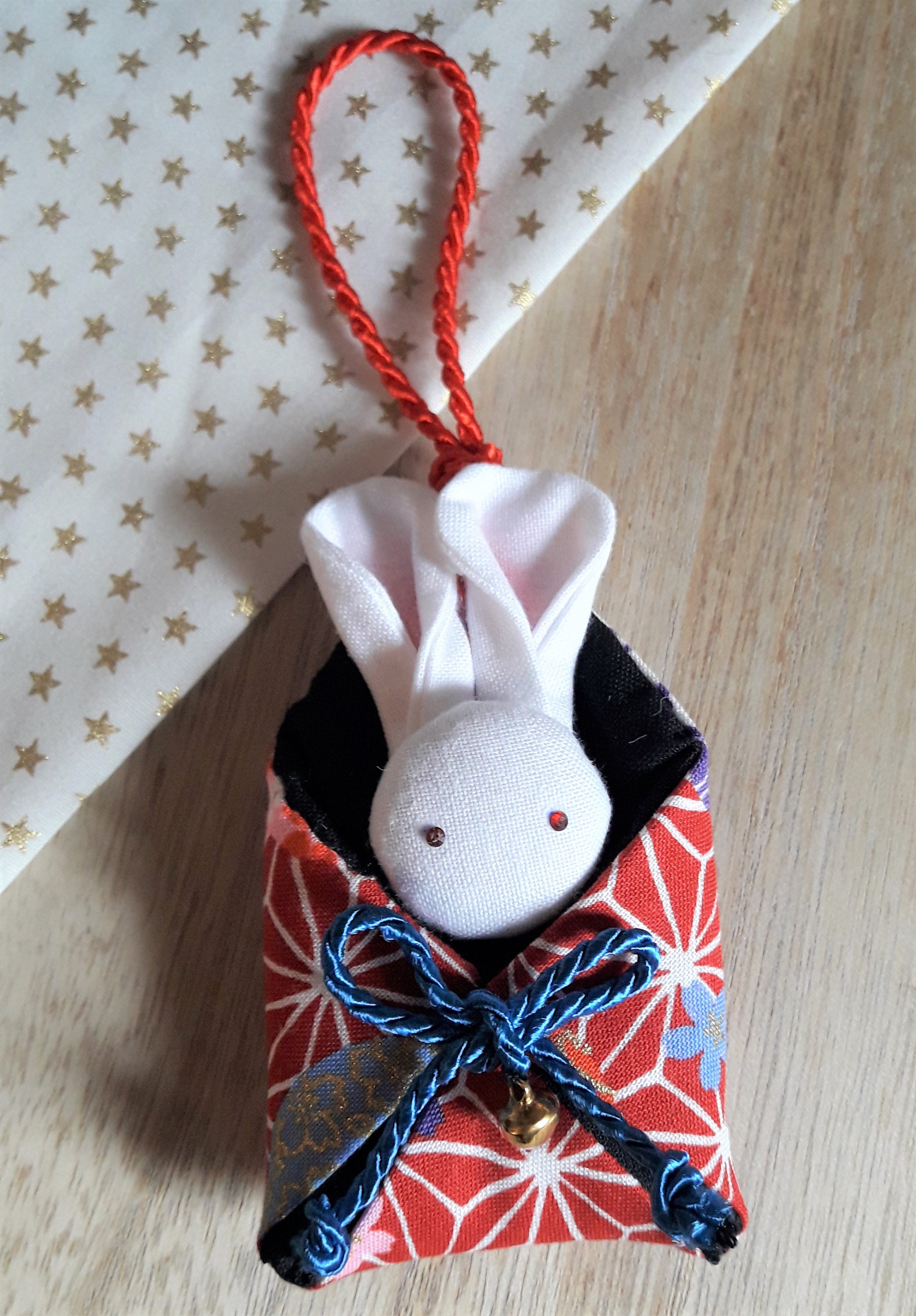 Japanese Print Bunny / Omamori Pendant Charm - Etsy