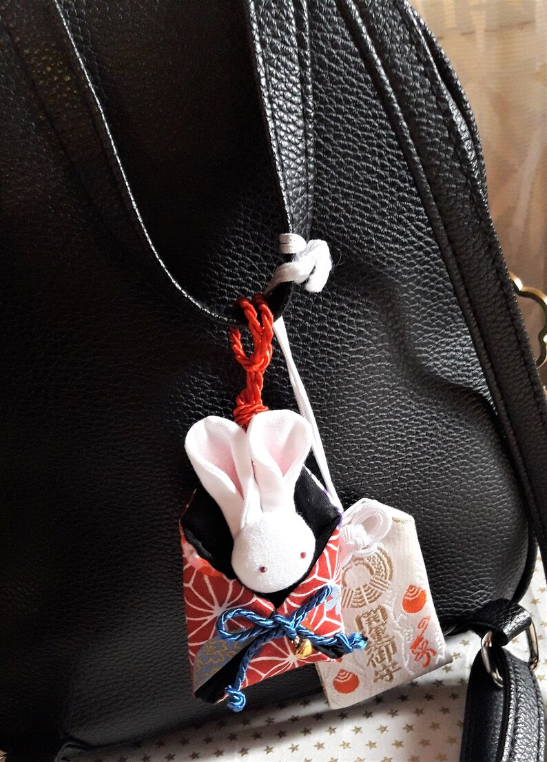 Japanese Print Bunny / Omamori Pendant Charm - Etsy
