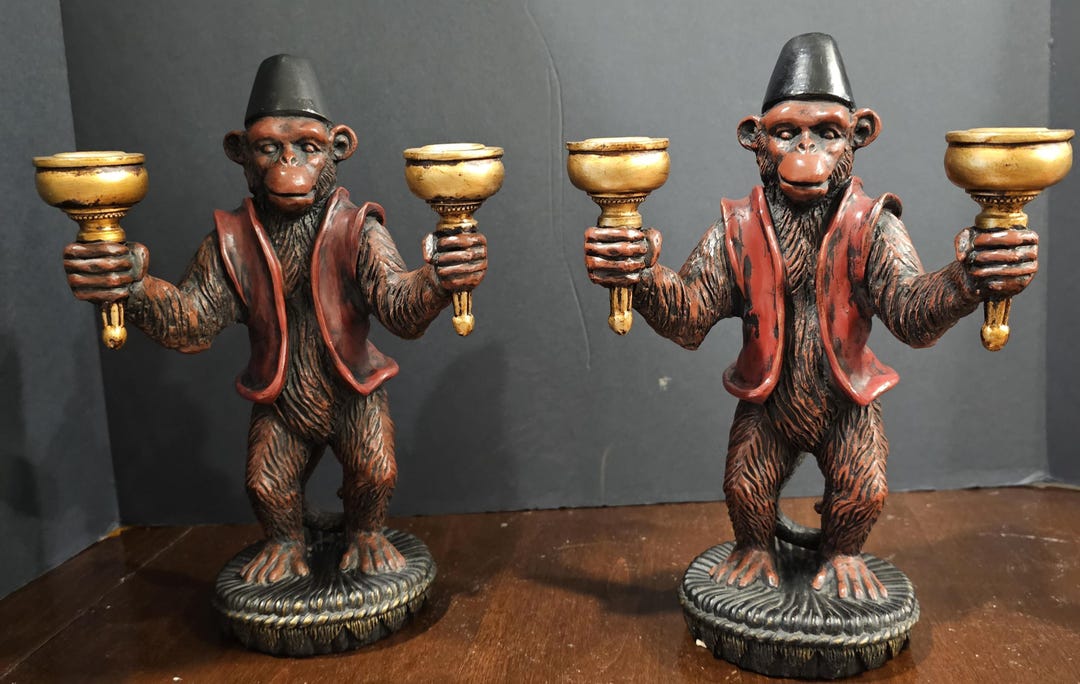Vintage Pair of Regency Monkeys Candle Holders - Etsy