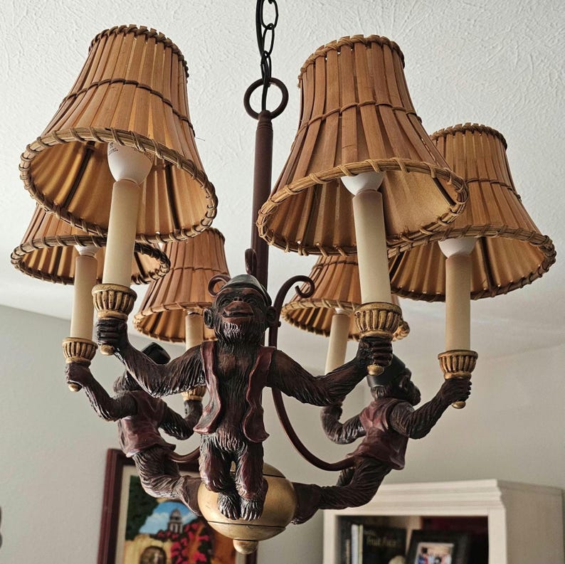 Vintage Regency Monkey Chandelier - Etsy