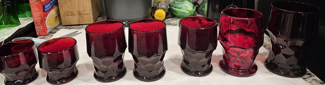 Vintage Anchor Hocking Royal Ruby Red Glass - Assorted Plates, Teacups ...