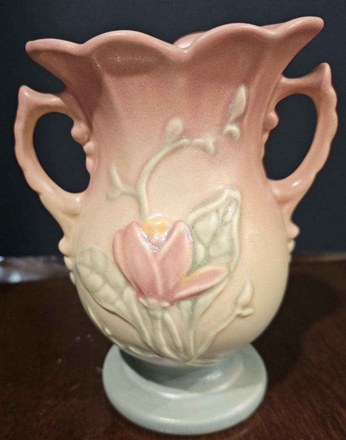 Vintage Hull Art Pottery Vase Magnolia Matte Double Handle Number 6 ...