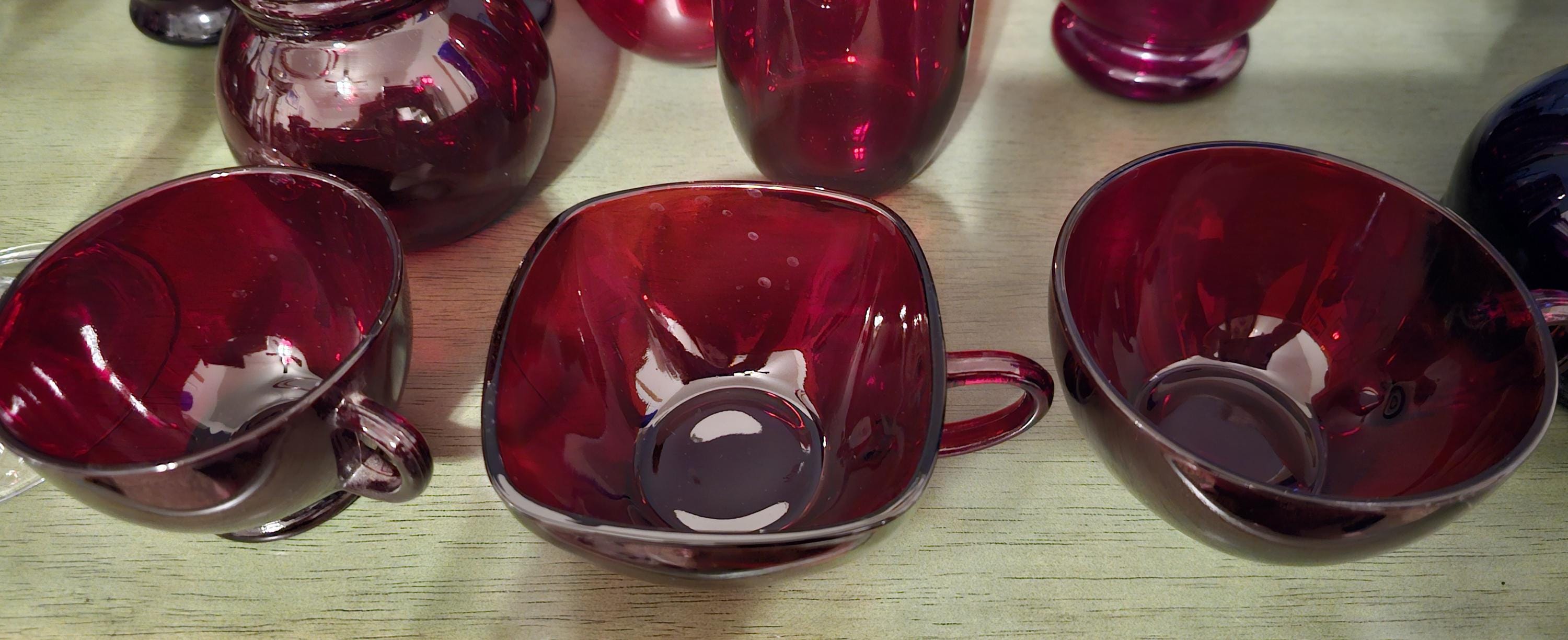 Vintage Anchor Hocking Royal Ruby Red Glass - Assorted Plates, Teacups ...