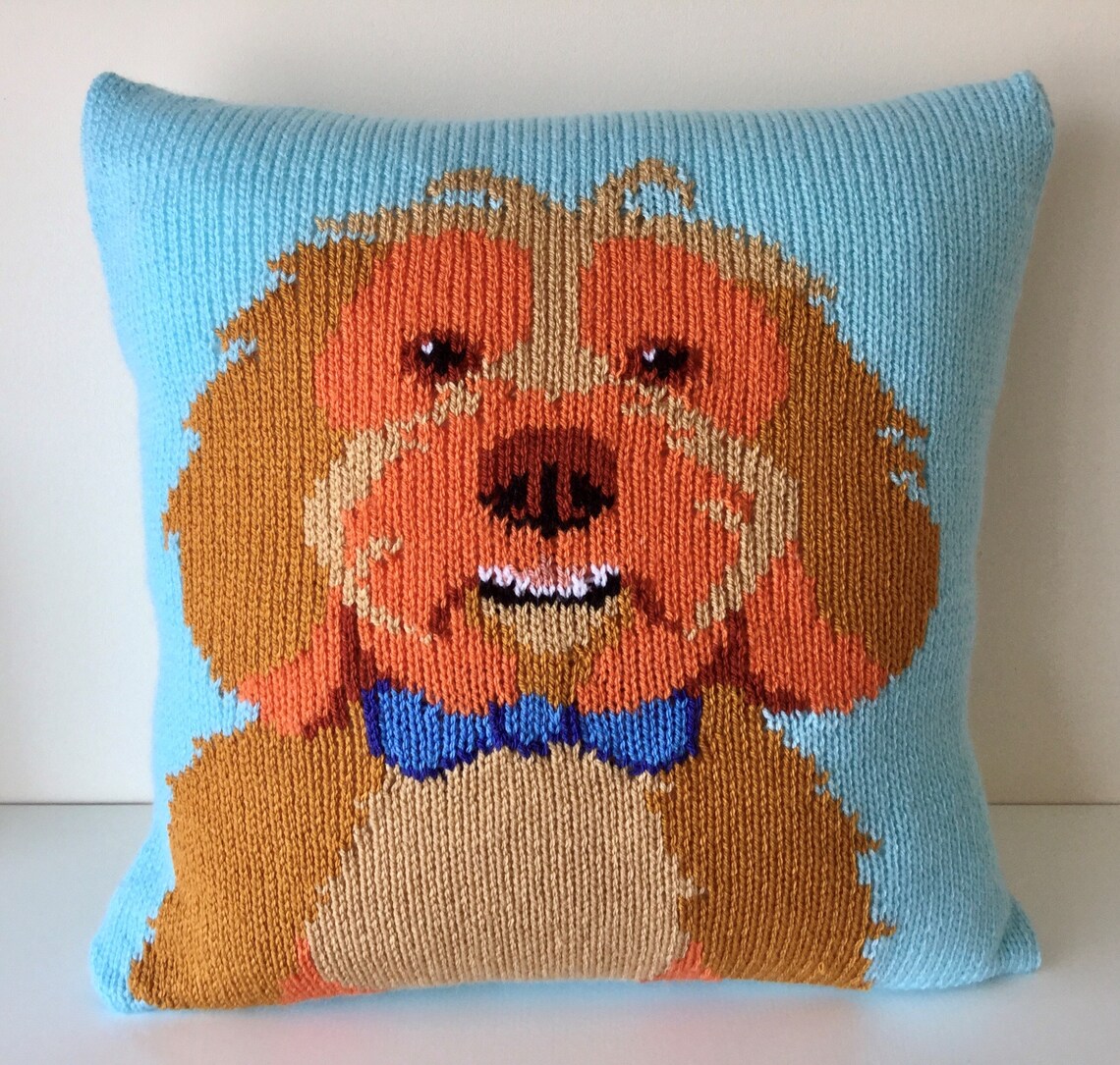 Knitting Pattern PDF Download Cockapoo Pet Portrait Pillow | Etsy