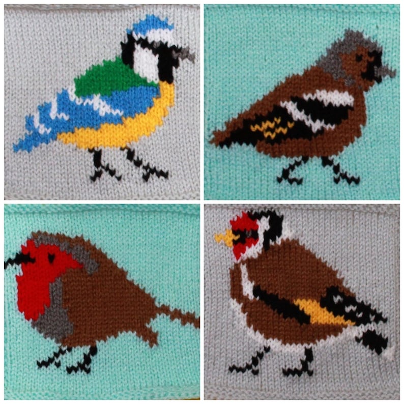 Knitting Pattern PDF Download Garden Birds Intarsia Charts | Etsy