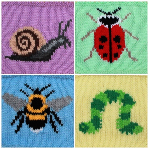 Knitting Pattern PDF Download Garden Bugs Intarsia Charts - Etsy