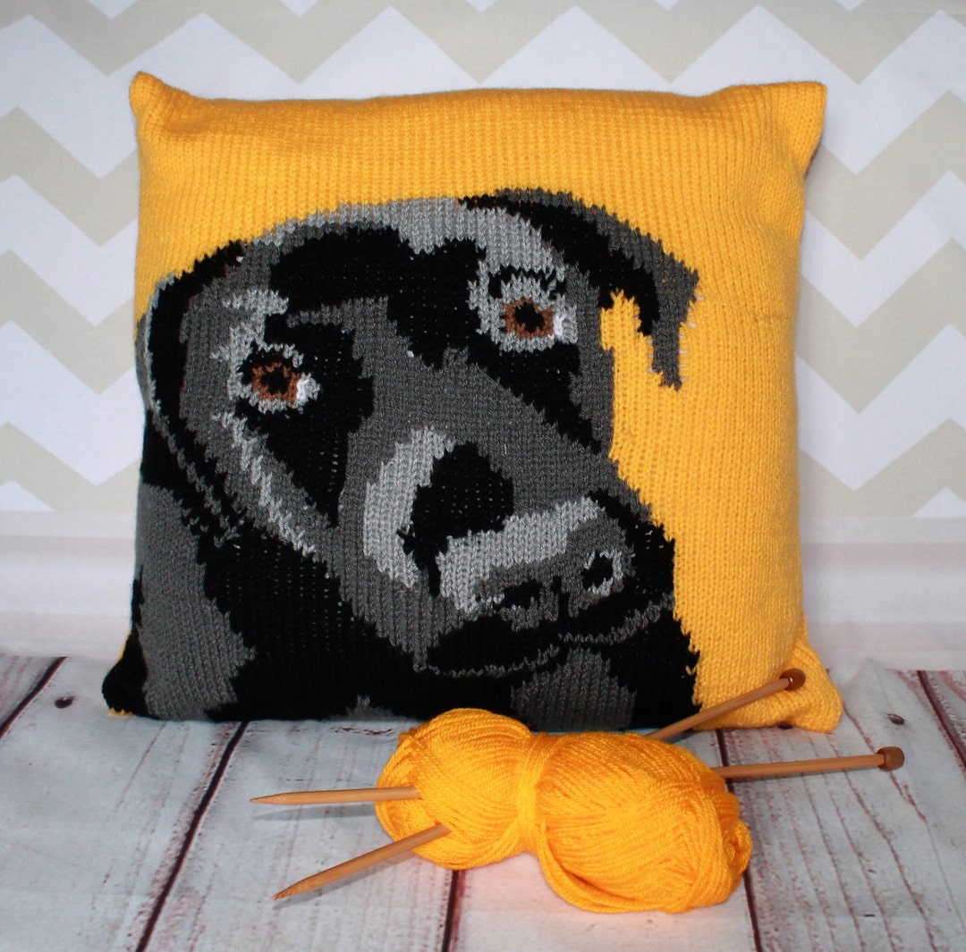 Knitting Pattern PDF Download - Labrador Pet Portrait Pillow Cushion ...