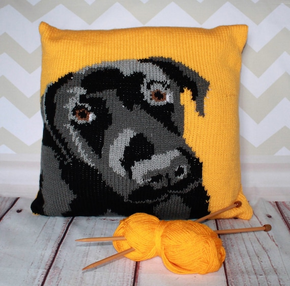 Knitting Pattern PDF Download Labrador Pet Portrait Pillow | Etsy