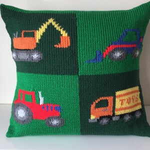 Knitting Pattern PDF Download - Trucks and Diggers Cushion Cover - Etsy