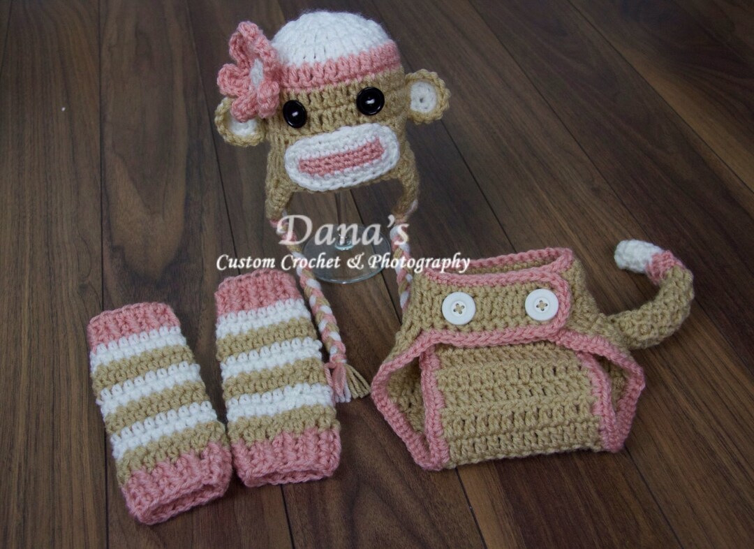 Newborn Sock Monkey Set - Photo Prop - Crochet - Handmade - Photography ...