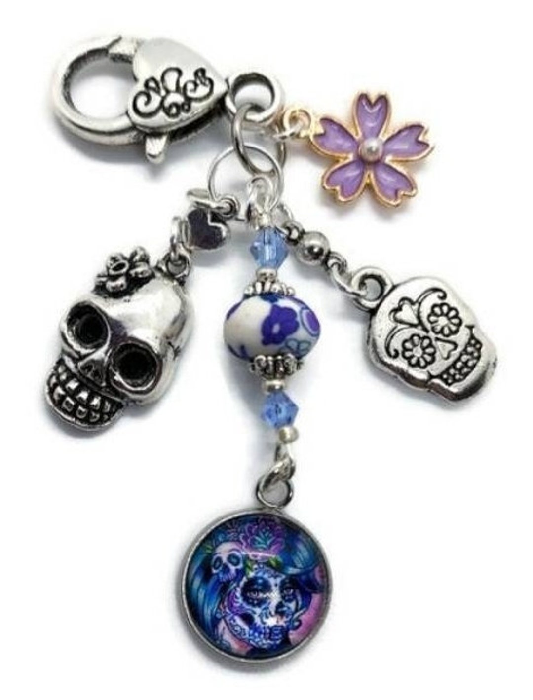 Sugar Skull Keyring, Goth Keyring, Sugar Skull Gift, Goth Gift, Gothic ...