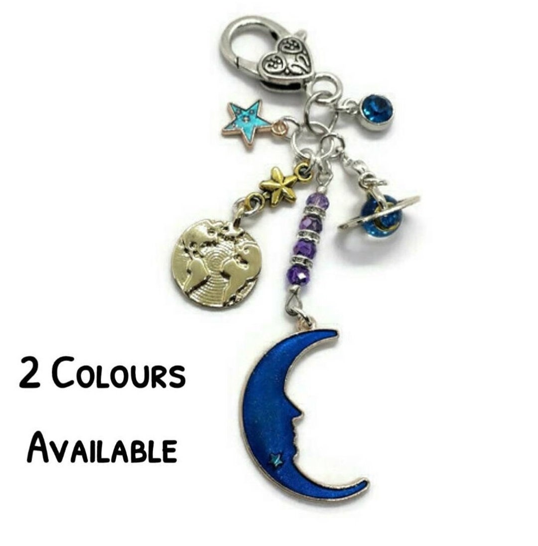 Moon Keyring, Space Keyring, Crescent Moon Keyring, Saturn Keyring ...
