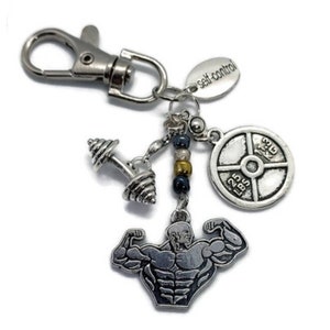 Body Builder Keyring, Muscle Man Keyring, Weight Lifter Keyring, Gift ...
