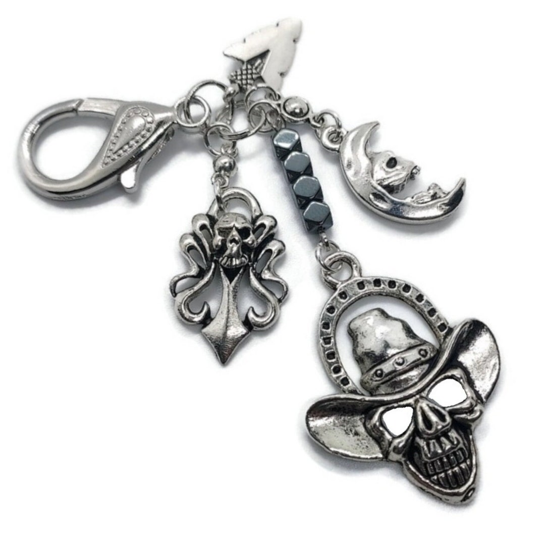 Cowboy Skull Keyring, Cowboy Skull Keychain, Cowboy Keyring, Cowboy ...