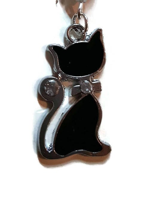 Black Cat Keyring Black Cat Keychain Black Cat Bag Charm | Etsy