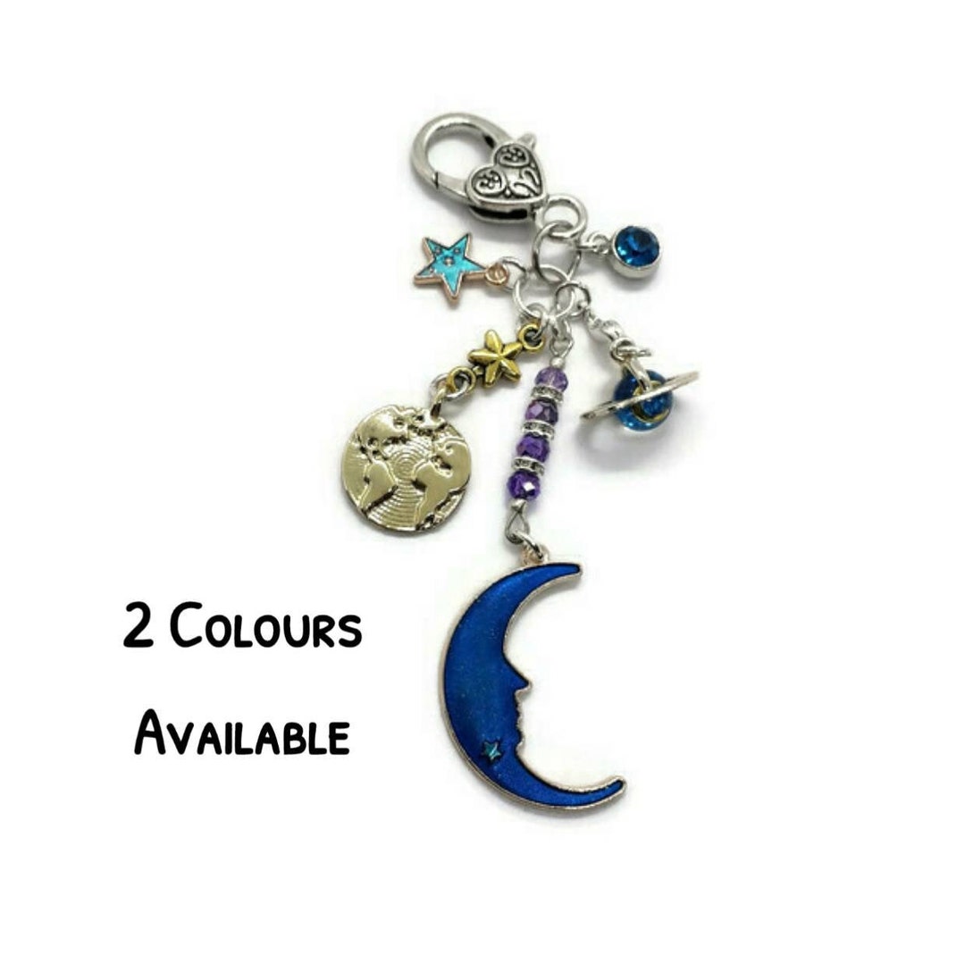 Moon Keyring Space Keyring Crescent Moon Keyring Saturn - Etsy.de