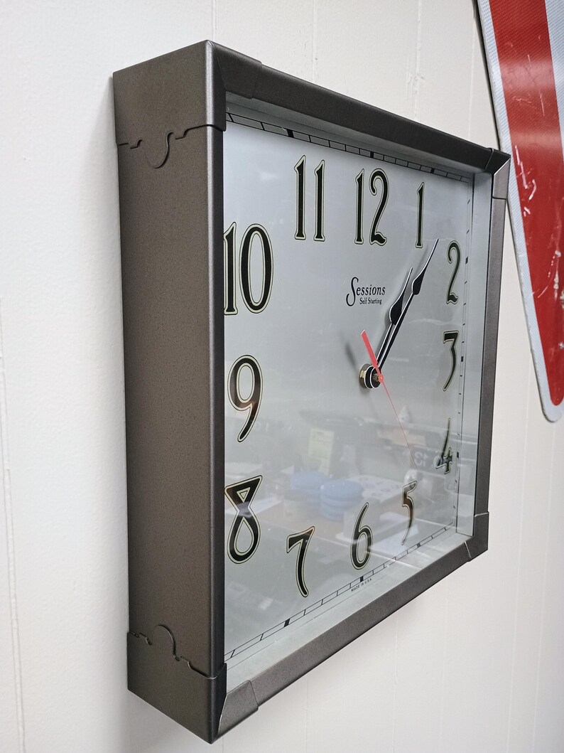 Here is a Vintage SESSIONS Wall Clock With Steel Body, Wall Art, Square ...