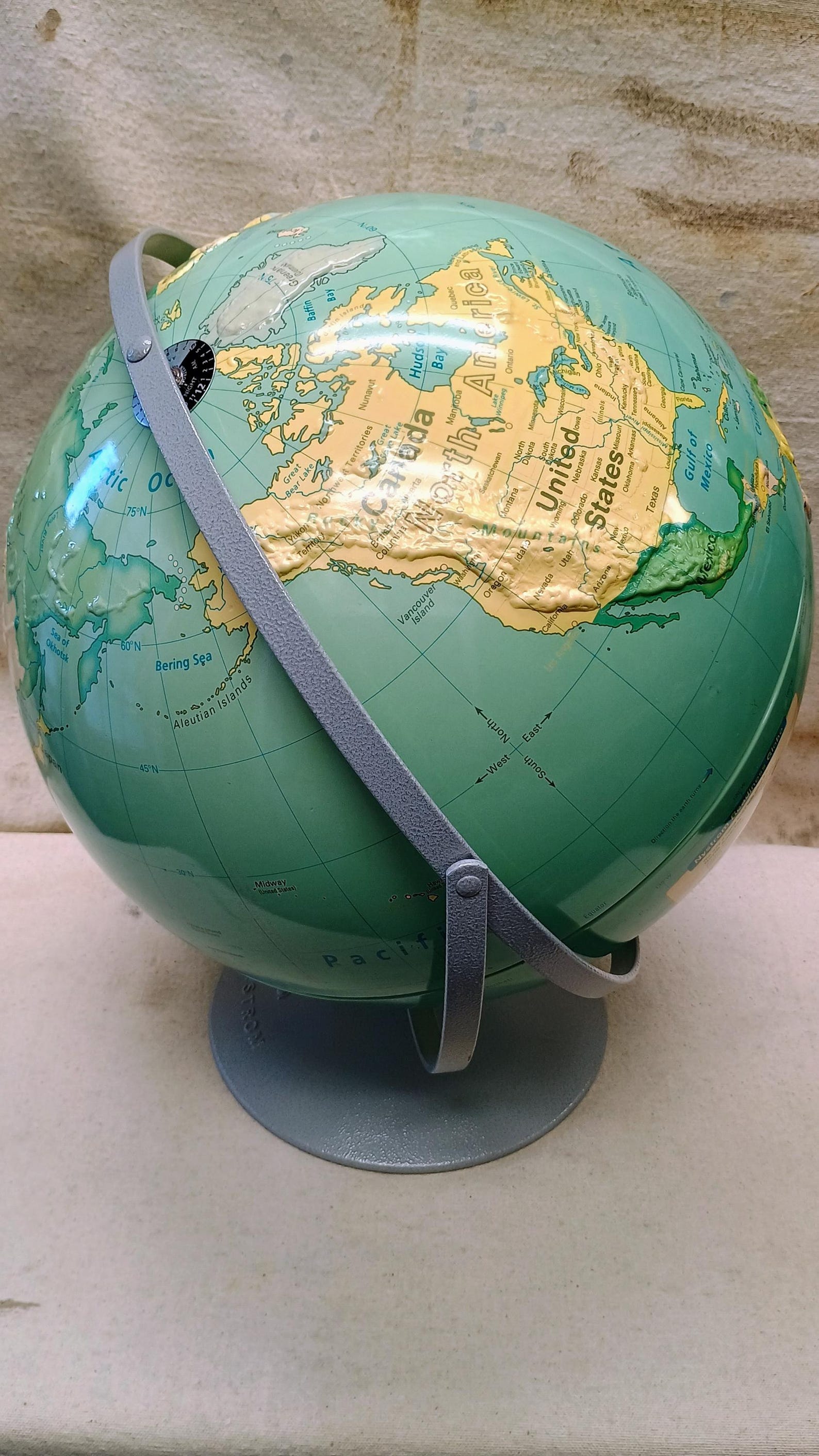 Old School Intermediate Physical Globe by Nystrom, Double Axis Grey ...