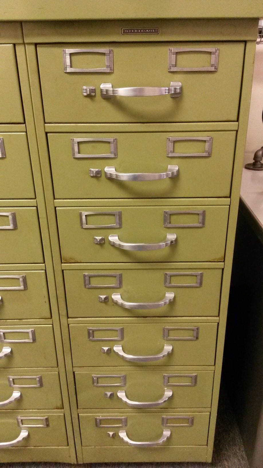 Vintage Industrial Steelcase Index Card Filing Cabinet Set, 49 Drawer ...