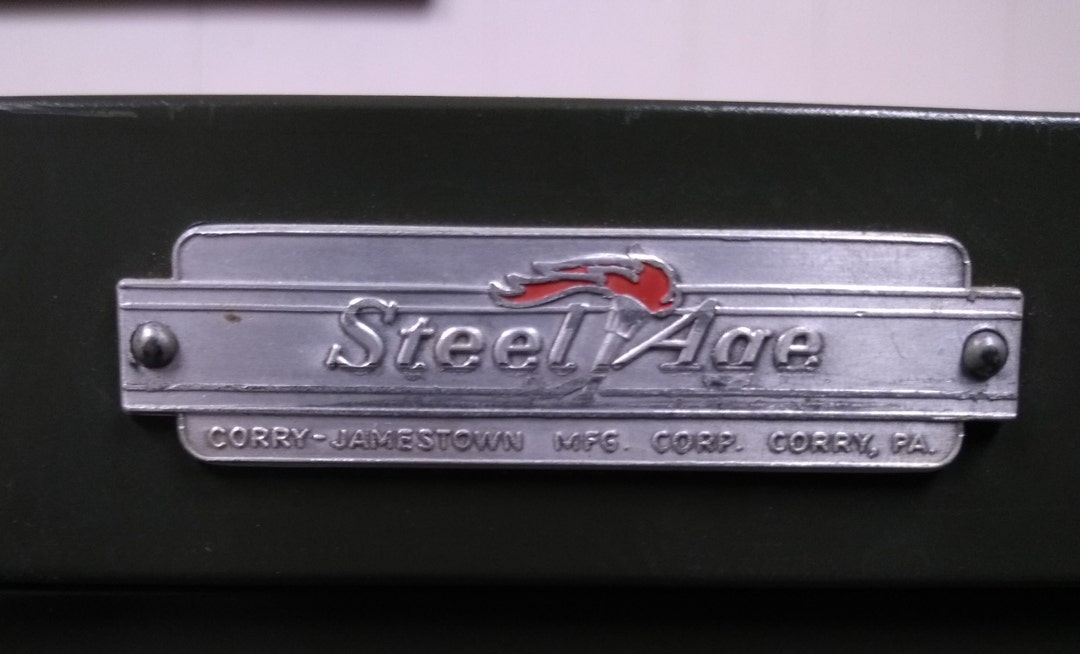 Vintage Steel Age Cabinet Name Tag, Aluminum Logo Tag, Vintage Logo ...